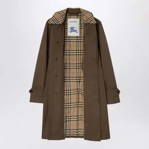Burberry Cotton Trench Coat With Check Collar