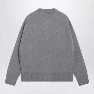 AMI Paris Grey De Coeur Wool Cardigan