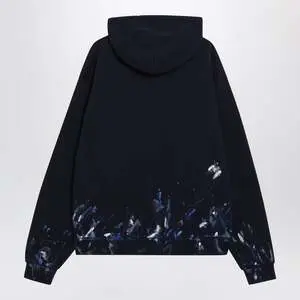 Balenciaga Navy Zip-up Sweatshirt With Paint-stain Effect