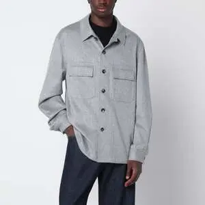 Zegna Grey Melange Cashmere Shirt Jacket - Gray
