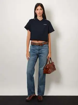 Miu Miu Cotton Sweatshirt With Logo Embroidery