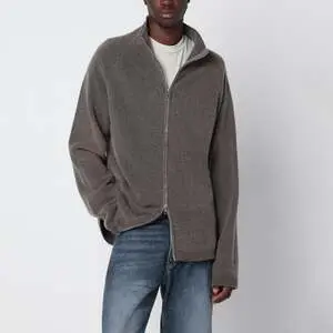 Our Legacy Line Zip Cardigan In Merino Wool - Brown