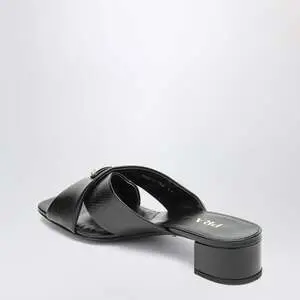 Prada Leather Mules With Triangular Logo