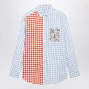 Loewe Light Blue And Orange Patchwork Cotton Shirt - Multicolor