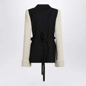 Dries Van Noten White Jacket With Ribbed Knit Sleeves