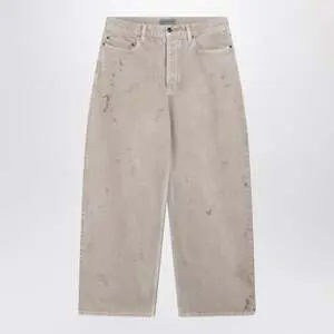 Balenciaga Beige Distressed Jeans With Ripped Details