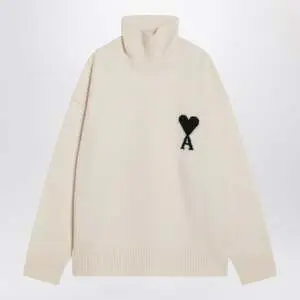 AMI Paris De Coeur Turtleneck Sweater - White