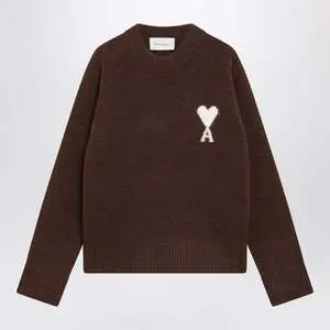 AMI Paris De Coeur Wool Sweater - Brown