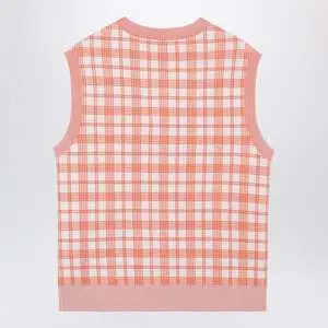 Loewe White And Orange Checked Wool Vest - Brown