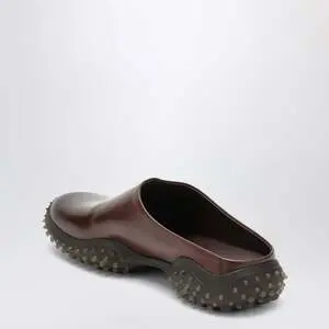 Miu Miu Coffee Leather Mules - Brown