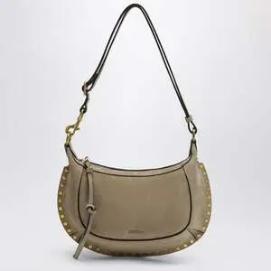 Isabel Marant Étoile Oskan Moon Shoulder Bag In Smoky Taupe Suede - Cream