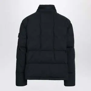 Stone Island Navy Down Jacket In Cotton And Nylon