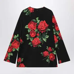 Dolce & Gabbana Silk Blouse With Floral Print - Black