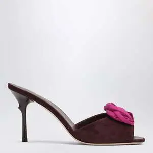 ROGER VIVIER Epine Rose 85 Suede Mules - Red