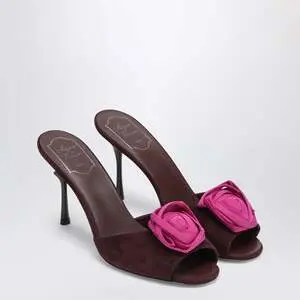 ROGER VIVIER Epine Rose 85 Suede Mules - Red