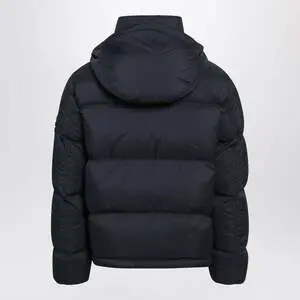Stone Island Navy Zip-up Down Jacket In Ripstop Nylon