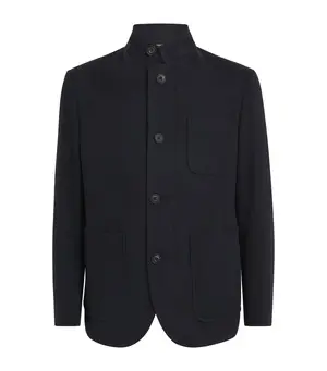 Corneliani Virgin Wool High-neck Jacket - Navy
