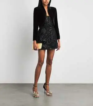 Costarellos Velvet Elvie Cropped Jacket