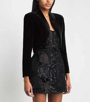 Costarellos Velvet Elvie Cropped Jacket