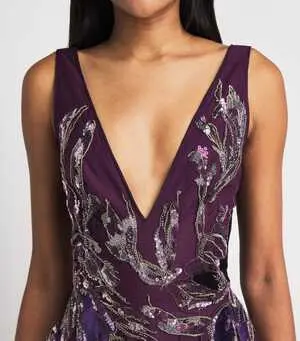 Costarellos Embroidered Tulle Vianna Gown