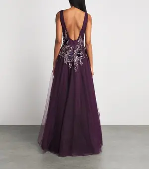 Costarellos Embroidered Tulle Vianna Gown