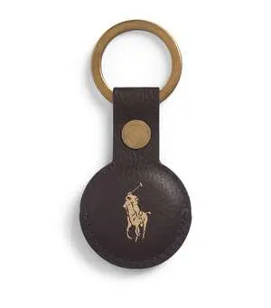 Polo Ralph Lauren Leather Polo Pony Airtag Key Fob - Brown