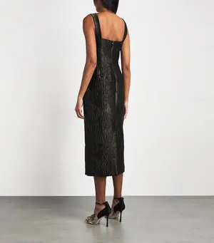 Carolina Herrera Cloqué Floral Column Midi Dress