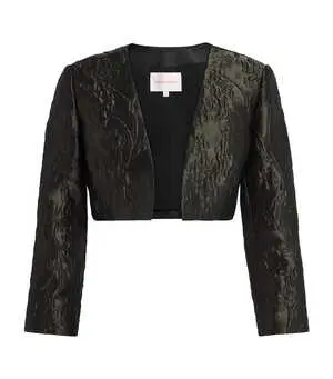 Carolina Herrera Cloqué Floral Cropped Jacket - Green