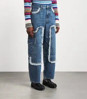 GANNI Rigid Audri Lace Low-rise Barrel Jeans