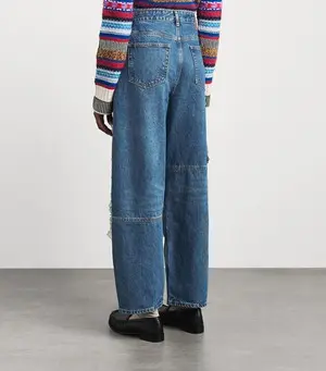 GANNI Rigid Audri Lace Low-rise Barrel Jeans