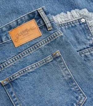 GANNI Rigid Audri Lace Low-rise Barrel Jeans