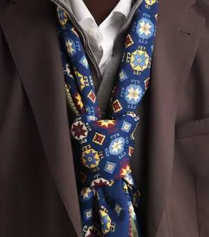 E. MARINELLA Wool-silk Geometric Print Scarf