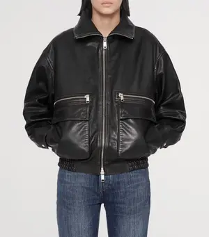 ALLSAINTS Leather Elisa Bomber Jacket - Brown
