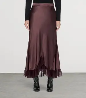 ALLSAINTS Satin Ruffle-hem Irma Skirt