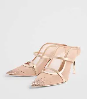 MALONE SOULIERS Embellished Mesh Maureen Heeled Mules 85