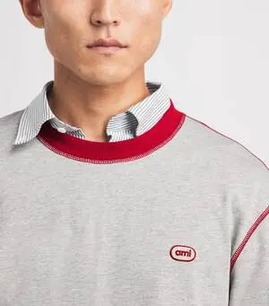 AMI Paris Cotton Double-sleeve Logo T-shirt