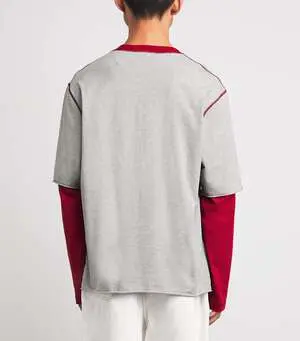 AMI Paris Cotton Double-sleeve Logo T-shirt
