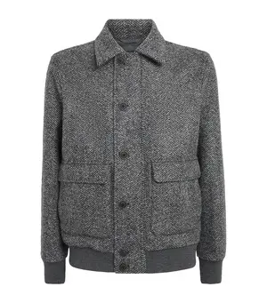 Herno Virgin Wool Herringbone Bomber Jacket