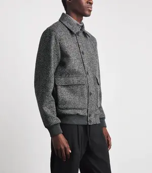 Herno Virgin Wool Herringbone Bomber Jacket