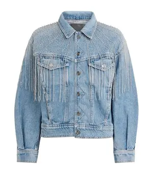 MOTHER Embellished The Fly Away Denim Jacket - Blue