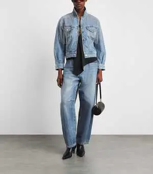 MOTHER Embellished The Fly Away Denim Jacket