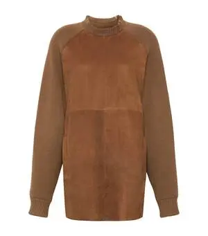 Max Mara Wool-cashmere-suede Mini Dress - Beige