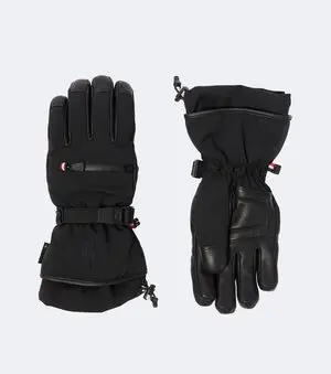 Moncler Leather-trimmed Ski Gloves - Black