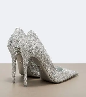 Gucci Donna Embellished Metallic Leather Pumps - Silver