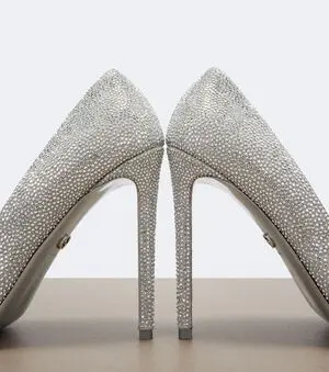 Gucci Donna Embellished Metallic Leather Pumps - Silver