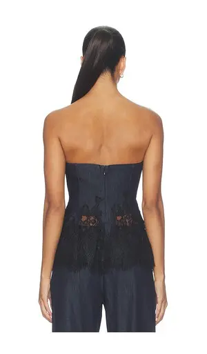 Amanda Uprichard Romilly Strapless Top In Navy