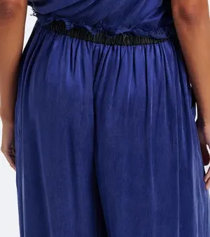 JACQUES WEI Leather-trimmed Balloon Pants - Blue