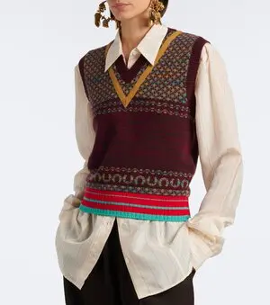Dries Van Noten Jacquard Cashmere And Wool Vest - Multicoloured