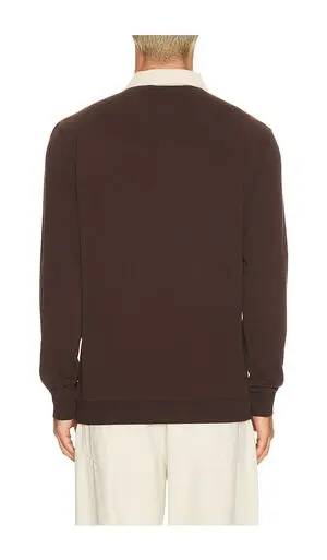 Marine Layer Sueded Rugby Polo In Chocolate - Java