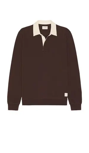 Marine Layer Sueded Rugby Polo In Chocolate - Java